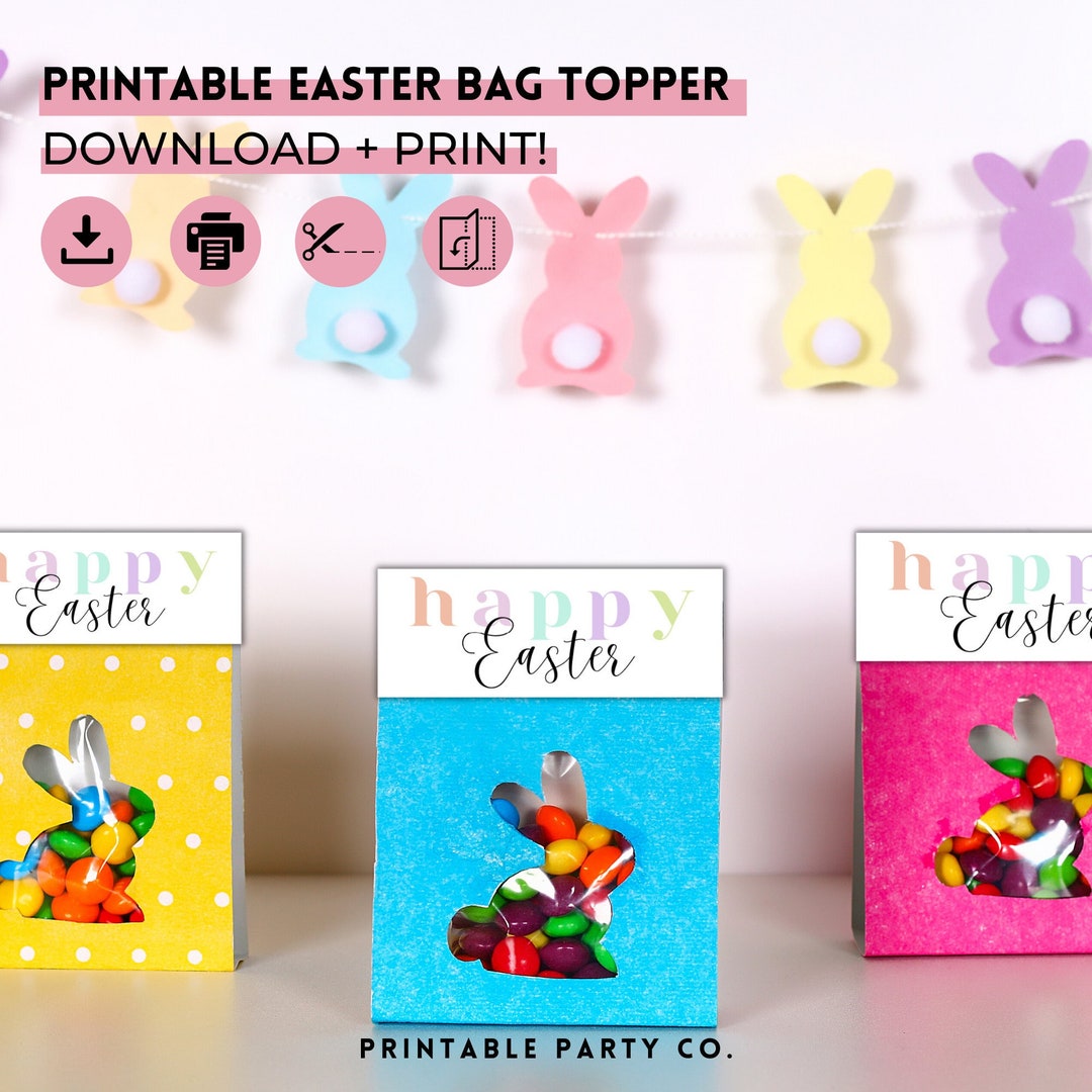 Easter Treat Bag Topper | Happy Easter Cookie Bag Topper | Party Favor ...