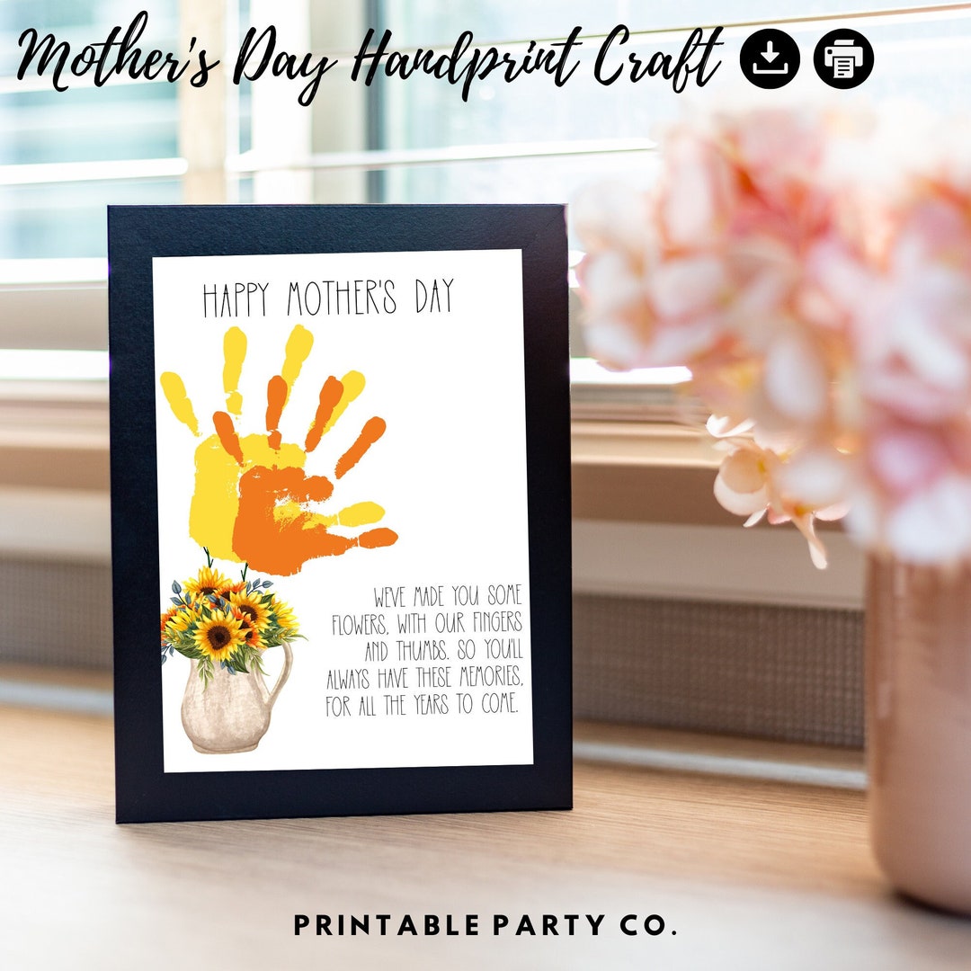 Grandma Handprint Art | Sunflower Mother's Day Craft From Kids ...