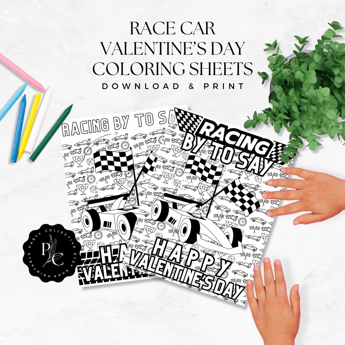 Valentine's Day Race Car Coloring Pages, Activity for Children Teens ...