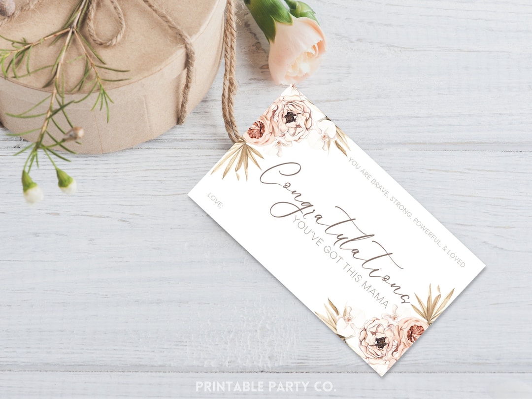 New Baby Printable Gift Tag, Congrats New Mama Gift Box for Baby Shower ...