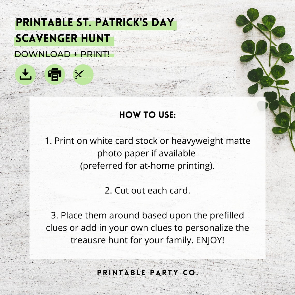 St Patrick Day Scavenger Hunt for Kids Leprechaun Scavenger | Etsy