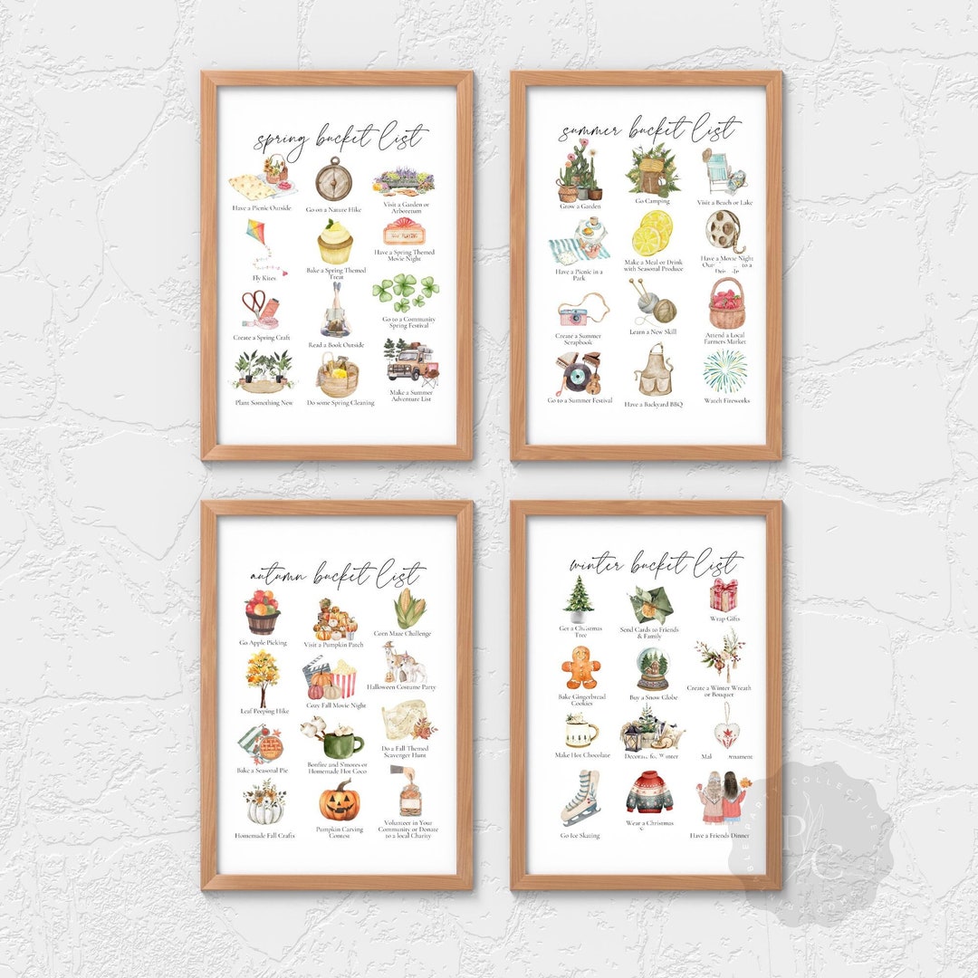 Printable Seasonal Bucket List Value Pack of 4 | Seasonal To-do Lists ...