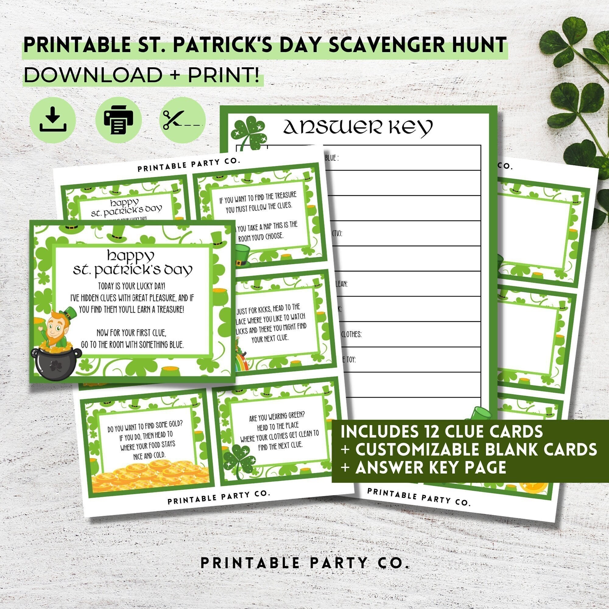 St Patrick Day Scavenger Hunt for Kids | Leprechaun Scavenger Hunt ...
