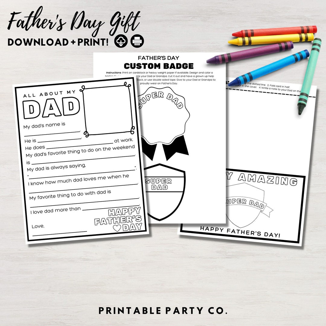 All About Dad Gift for Father's Day Printable Coloring - Etsy