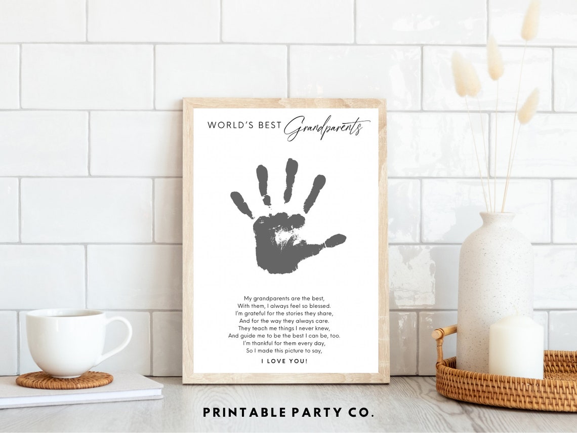 Gift for Grandparents Day From Grandkids Handprint Art Craft - Etsy