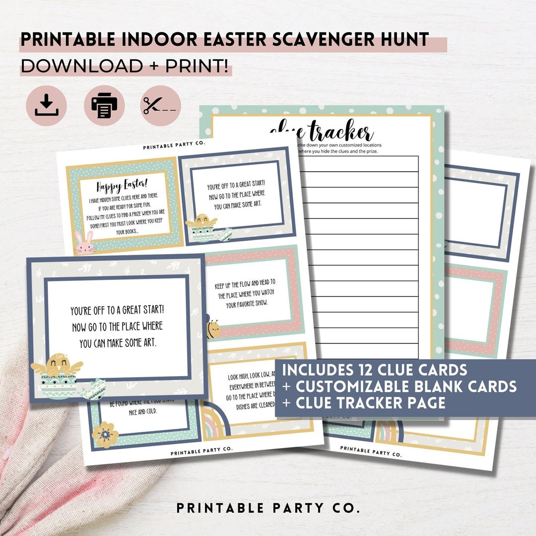 Indoor Easter Scavenger Hunt for Kids | Easter Egg Hunt Clues | Easter ...