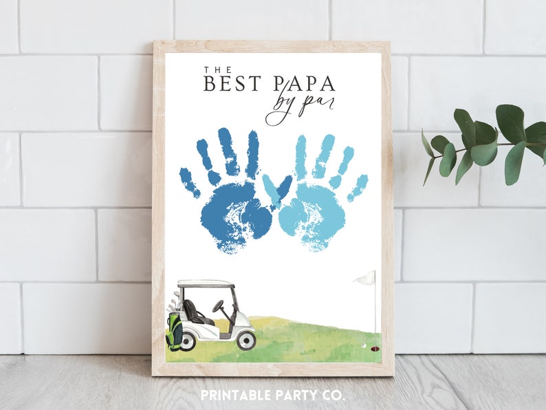 Fathers Day Gift for Papa Best Papa by Par Handprint Art Craft Golf ...