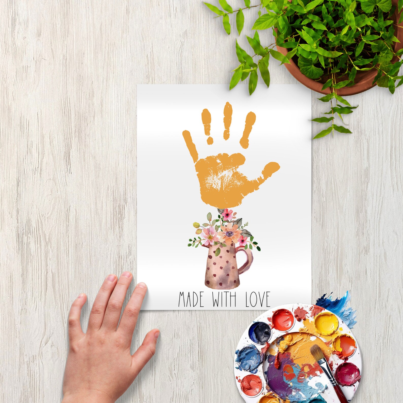 Made With Love Handprint Craft for Kids, Easy Crafts for School, Flower ...