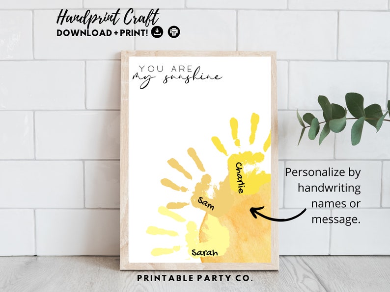 Handprint Sun Art Craft You Are My Sunshine Keepsake Gift - Etsy