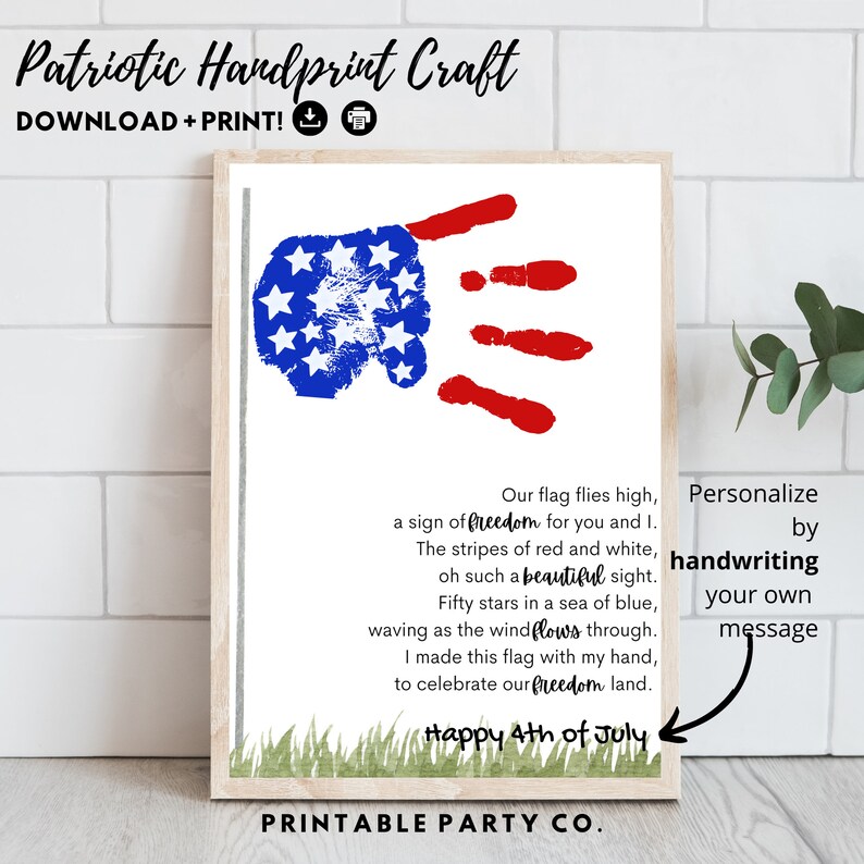 Independence Day Handprint Art Craft for Kids Toddlers Patriotic 4th of ...