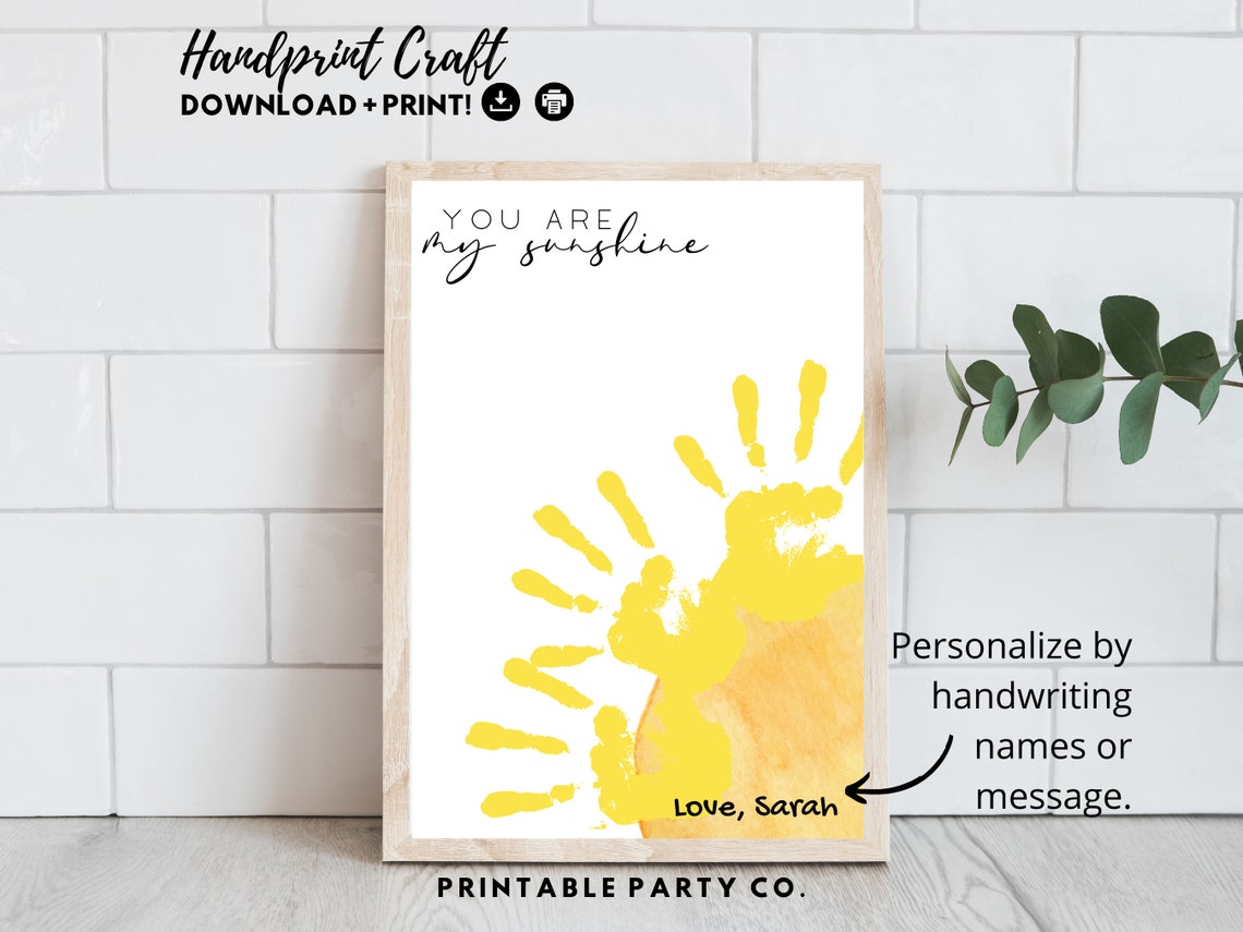 Handprint Sun Art Craft You Are My Sunshine Keepsake Gift - Etsy
