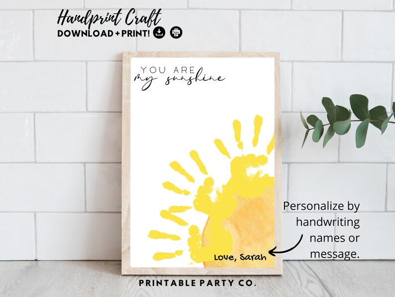 Handprint Sun Art Craft You Are My Sunshine Keepsake Gift - Etsy