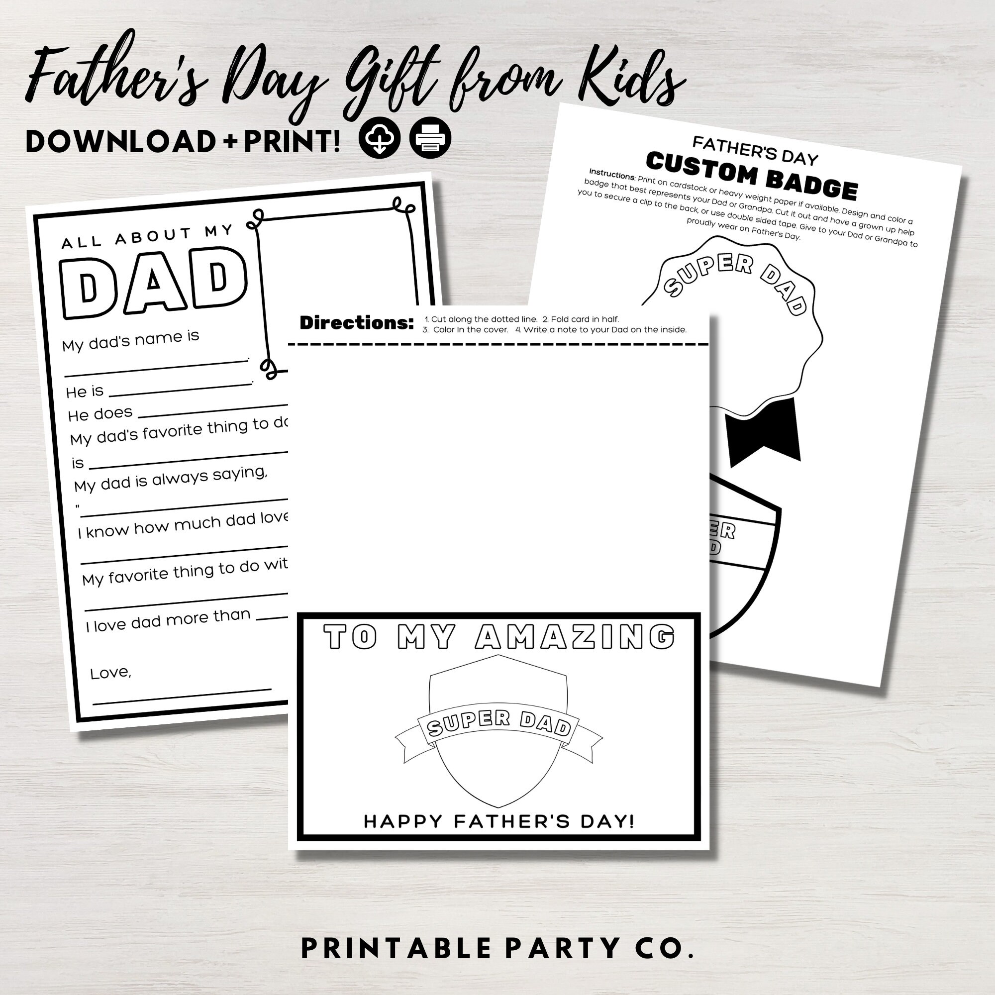 All About Dad Gift for Father's Day Printable Coloring Card for Kids ...