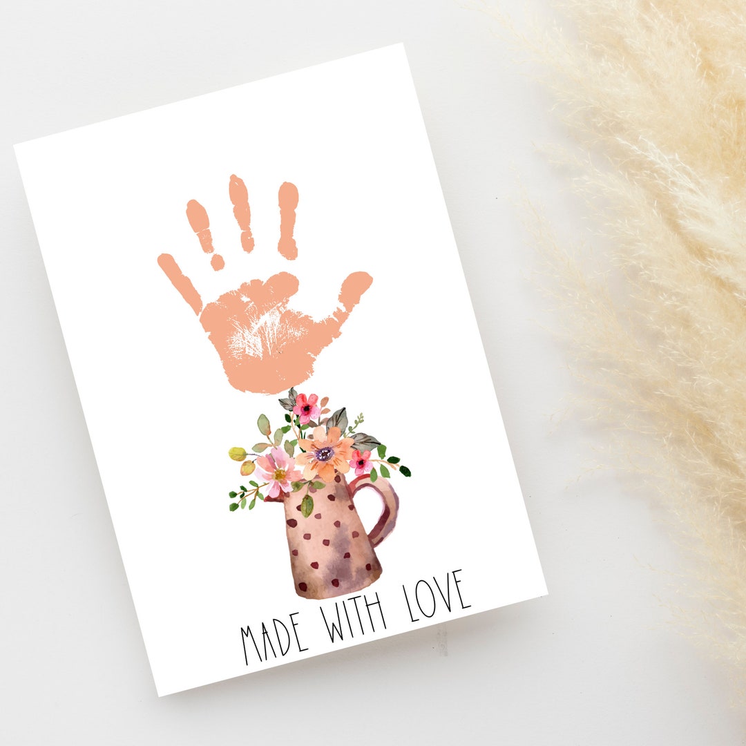 Made With Love Handprint Craft for Kids, Easy Crafts for School, Flower ...