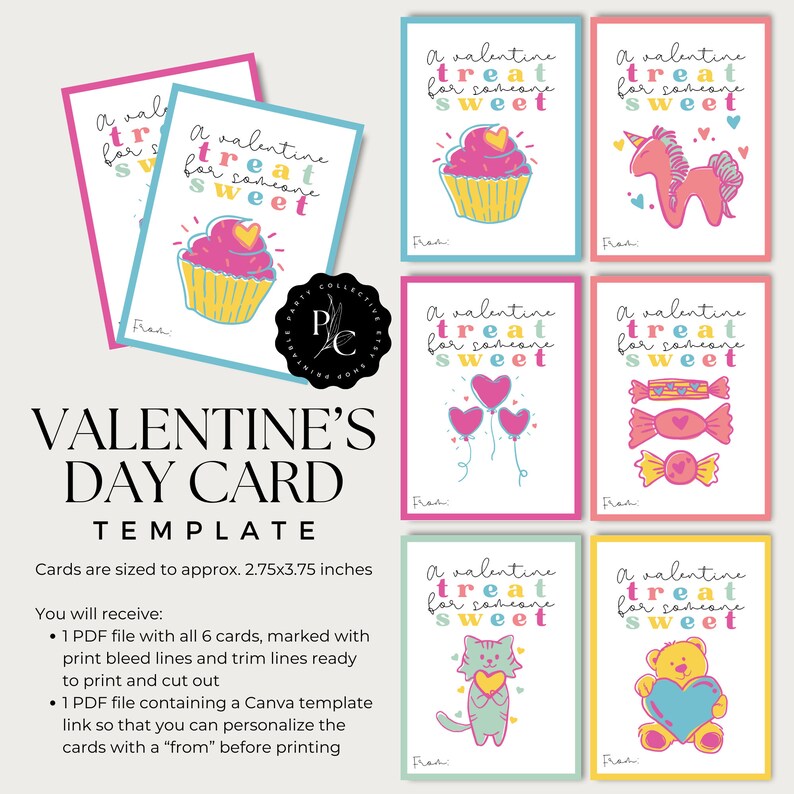 Valentine's Day Cards for Kids - Cute & Colorful Candy Exchange Cards ...