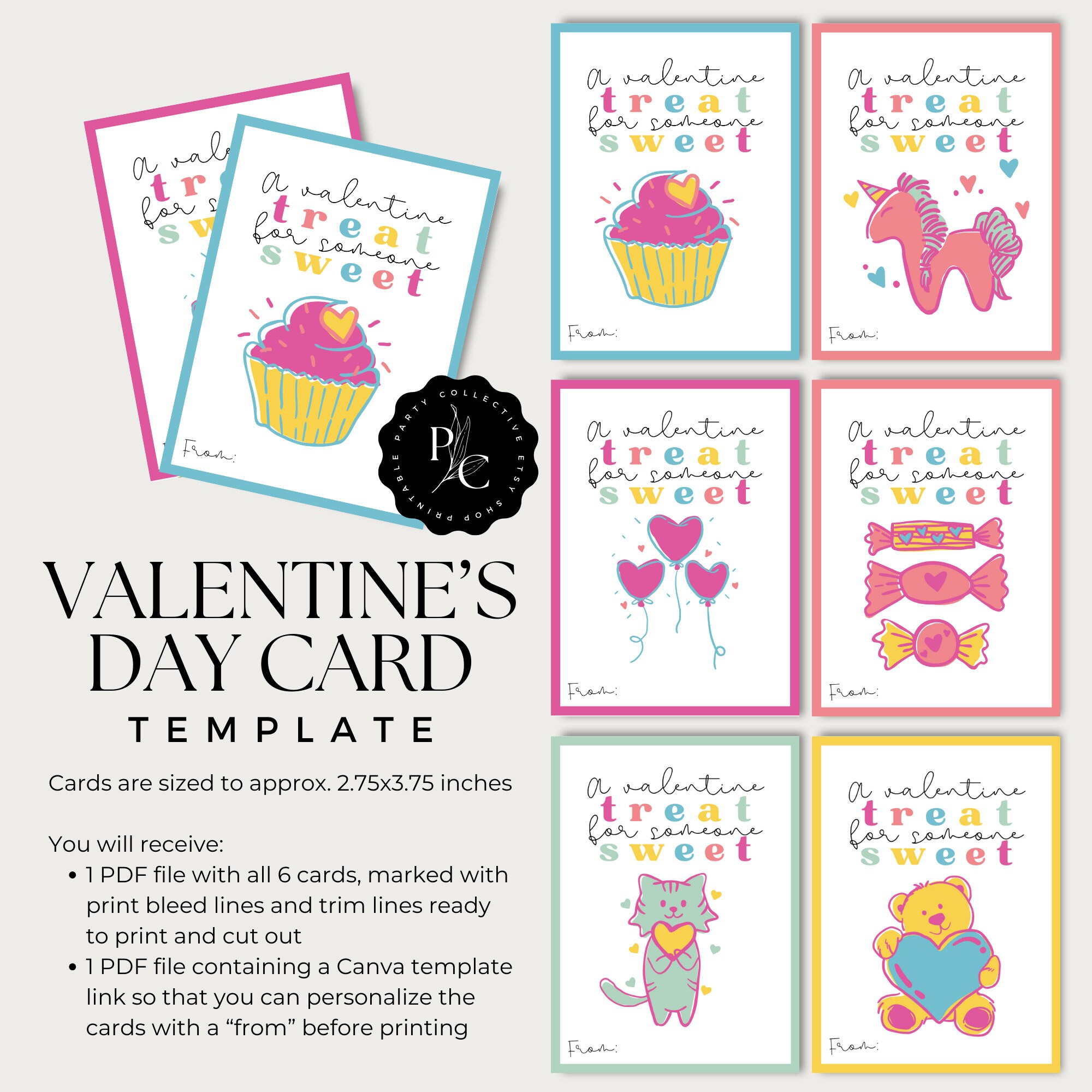 Valentine's Day Cards for Kids - Cute & Colorful Candy Exchange Cards ...