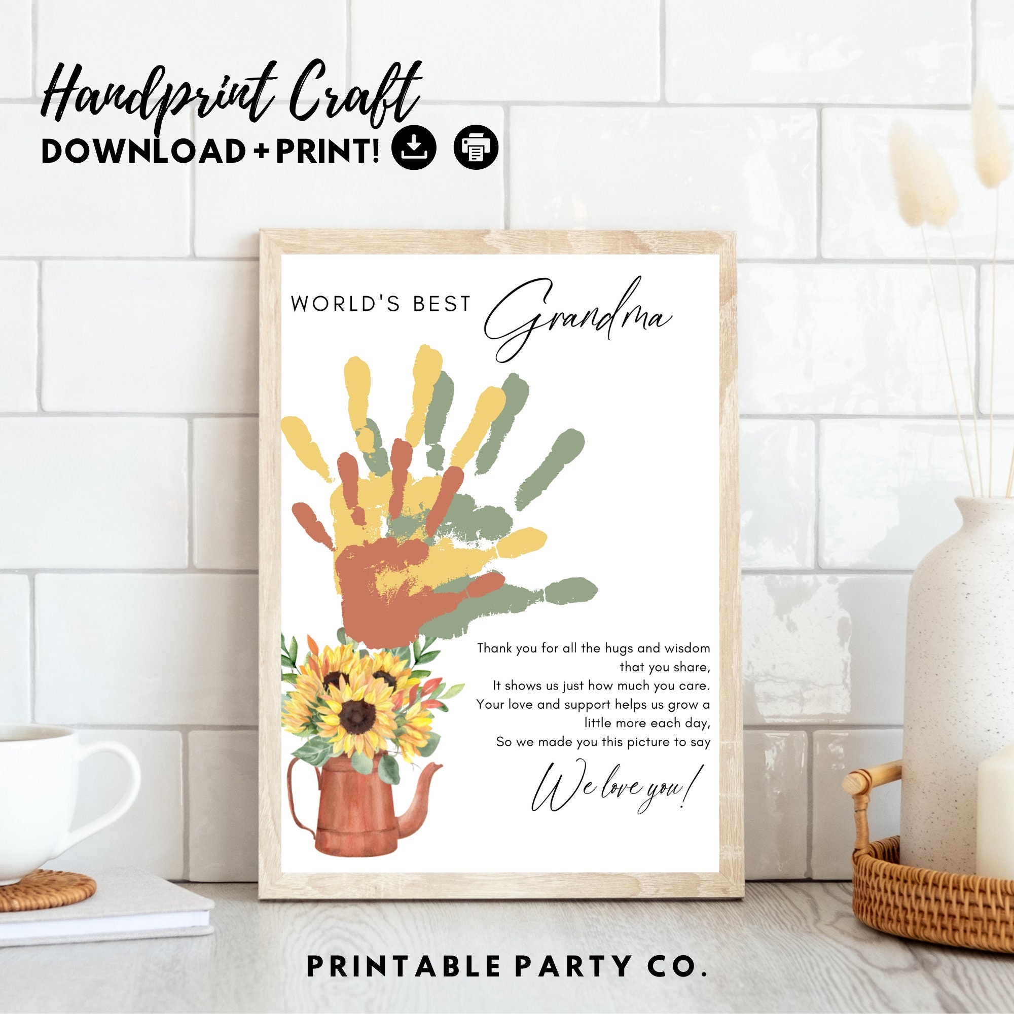 World's Best Grandma Handprint Art Craft Birthday Gift for Grandma ...