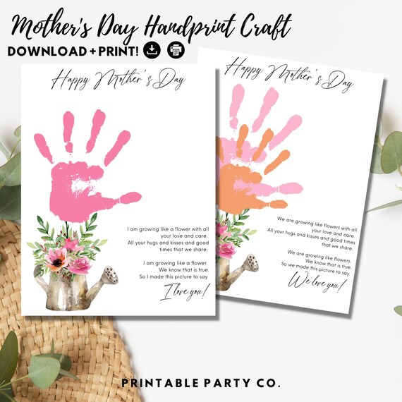 Mothers Day Handprint Craft Growing Like a Flower Mothers - Etsy