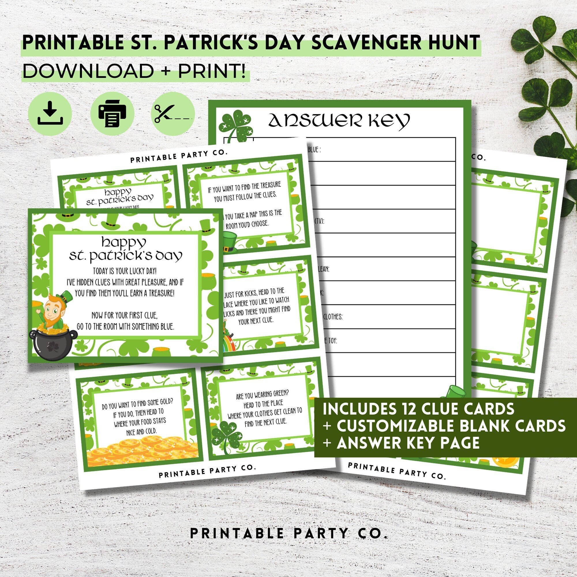St Patrick Day Scavenger Hunt for Kids Leprechaun Scavenger | Etsy