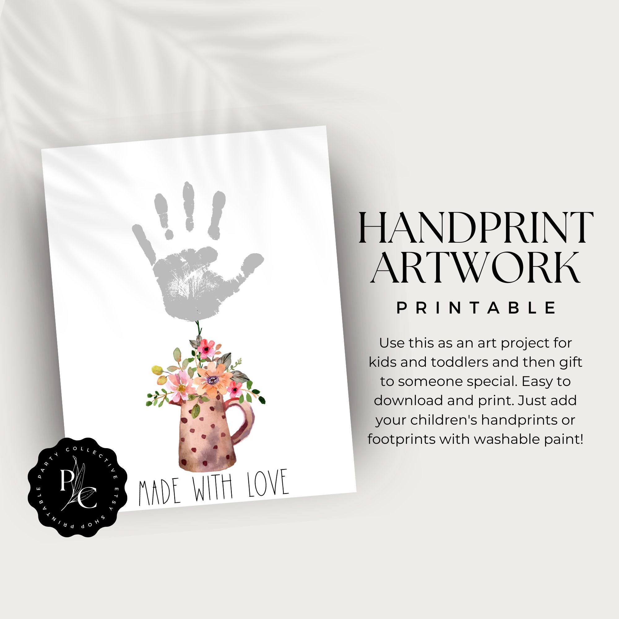 Made With Love Handprint Craft for Kids, Easy Crafts for School, Flower ...