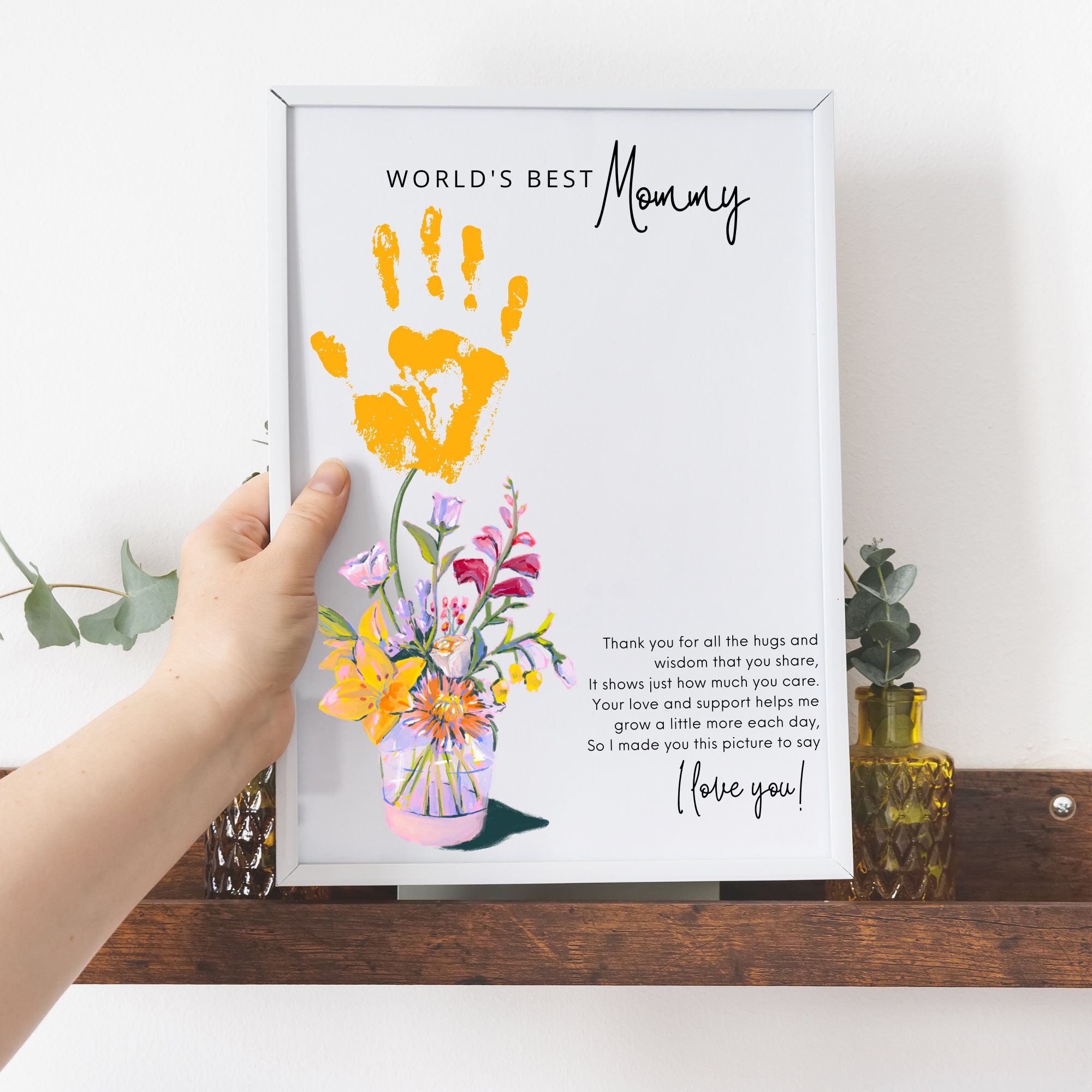 Mothers Day Gift for Mommy Handprint Art Craft for Mom DIY Keepsake ...