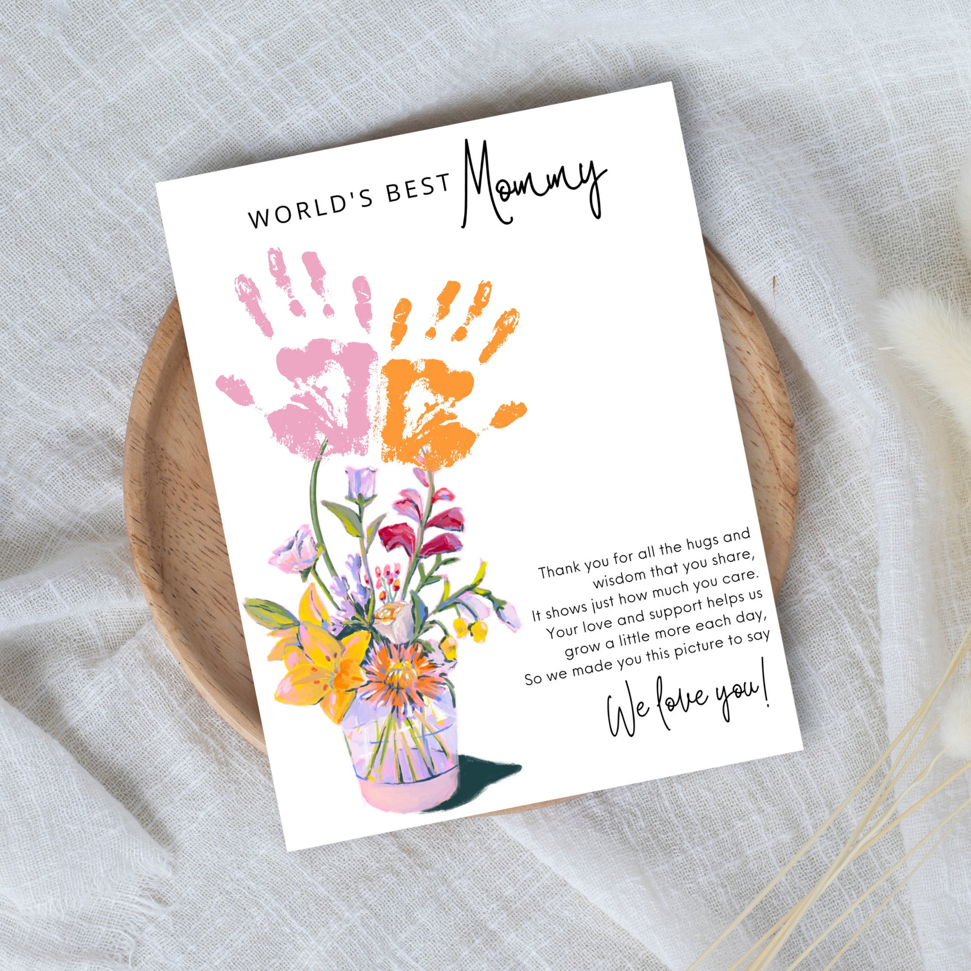Mothers Day Gift for Mommy Handprint Art Craft for Mom DIY Keepsake ...