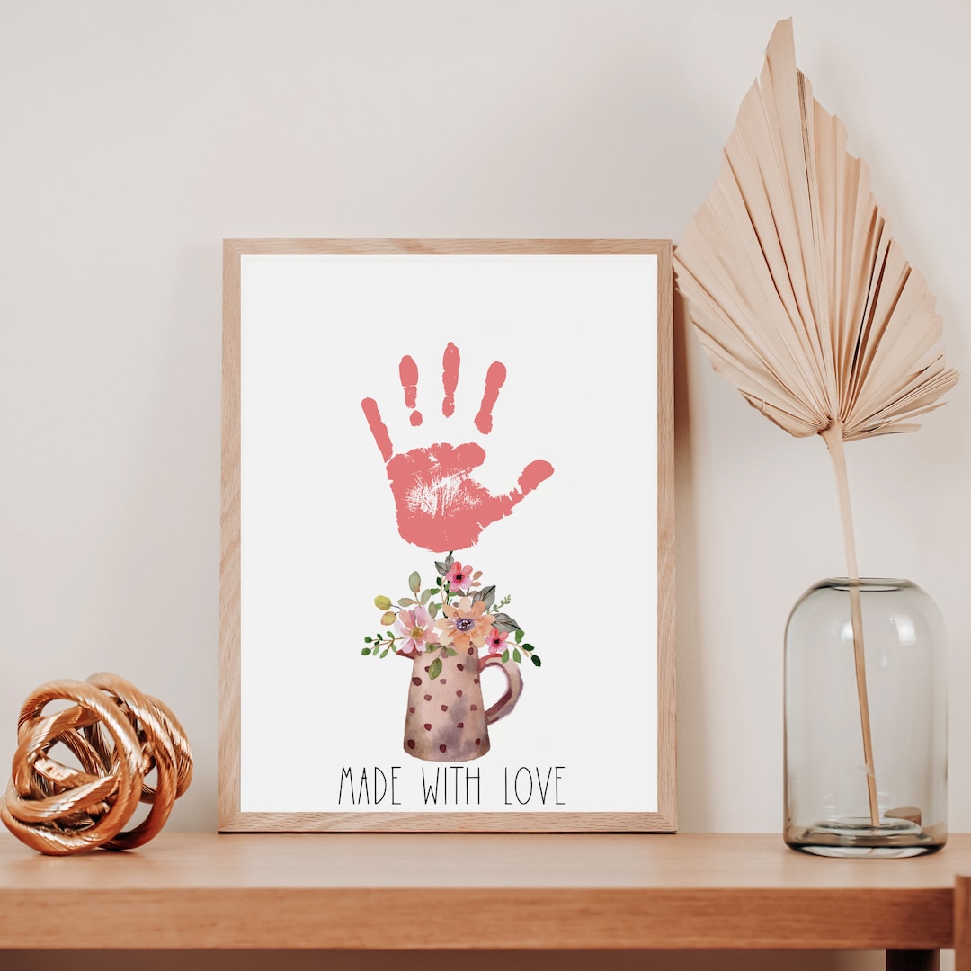Made With Love Handprint Craft for Kids, Easy Crafts for School, Flower ...