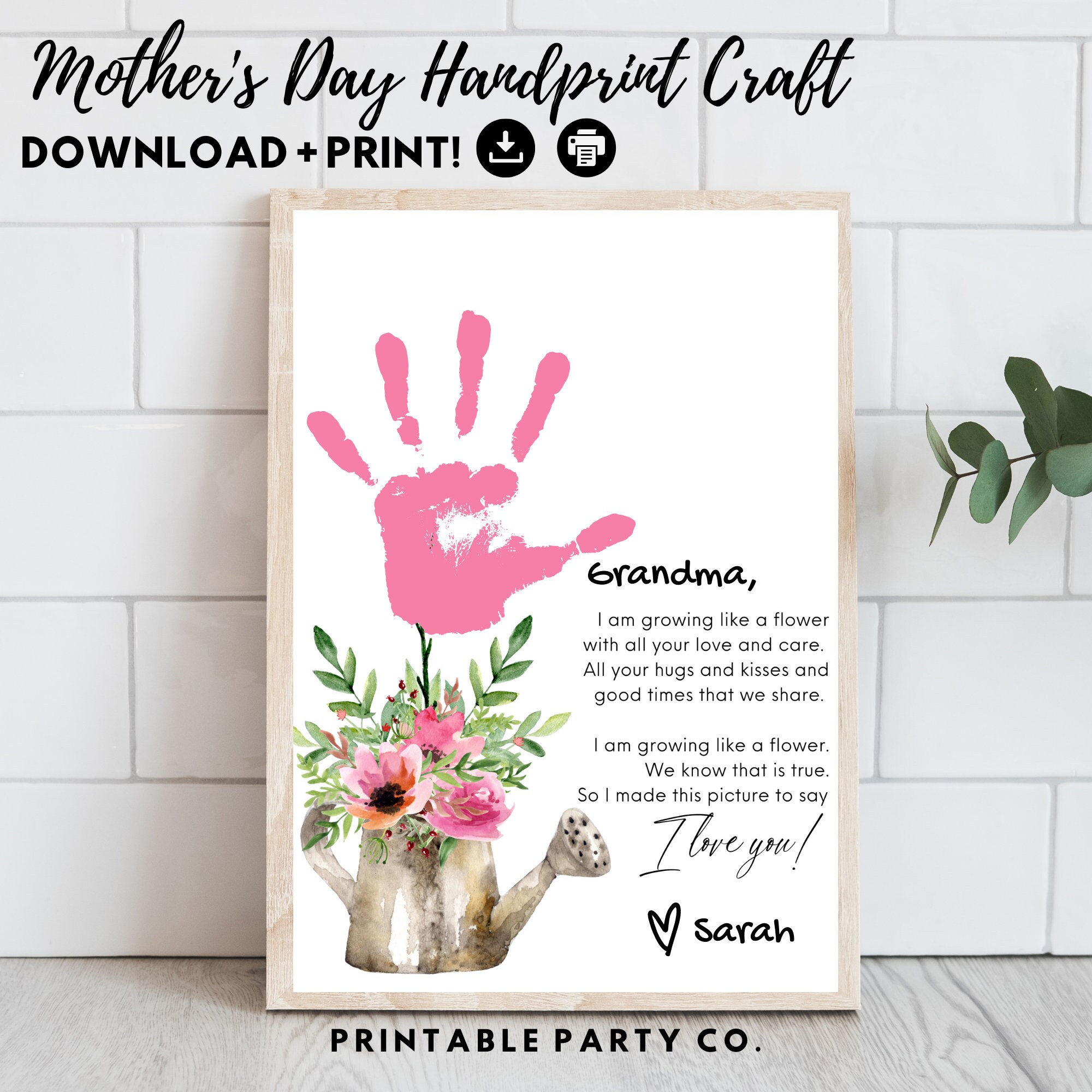 Mothers Day Handprint Craft Growing Like a Flower Mothers - Etsy