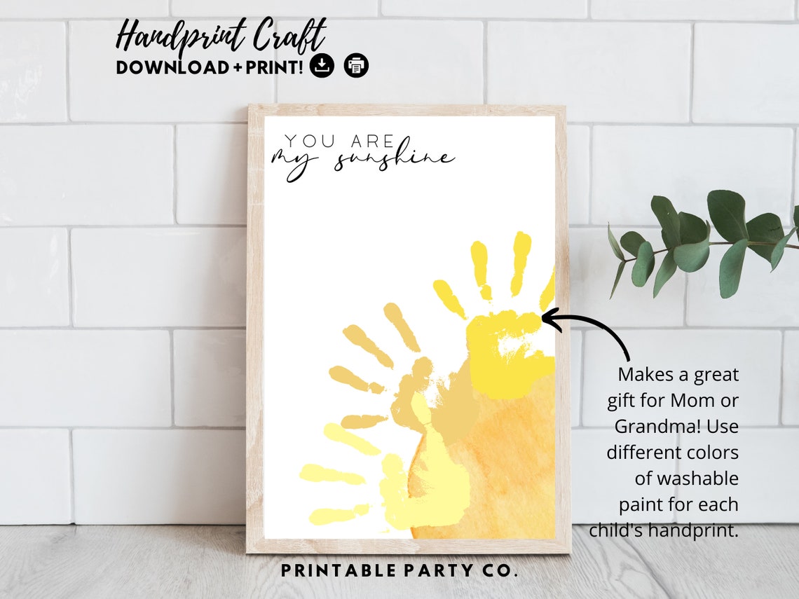 Handprint Sun Art Craft You Are My Sunshine Keepsake Gift - Etsy