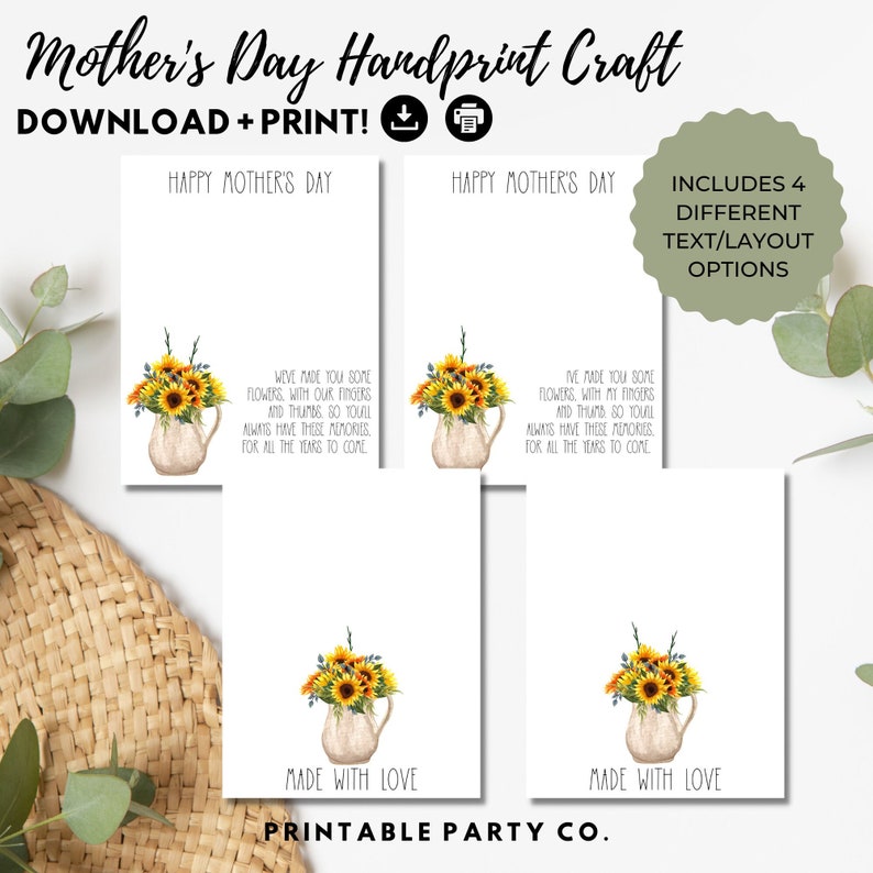 Grandma Handprint Art | Sunflower Mother's Day Craft From Kids ...