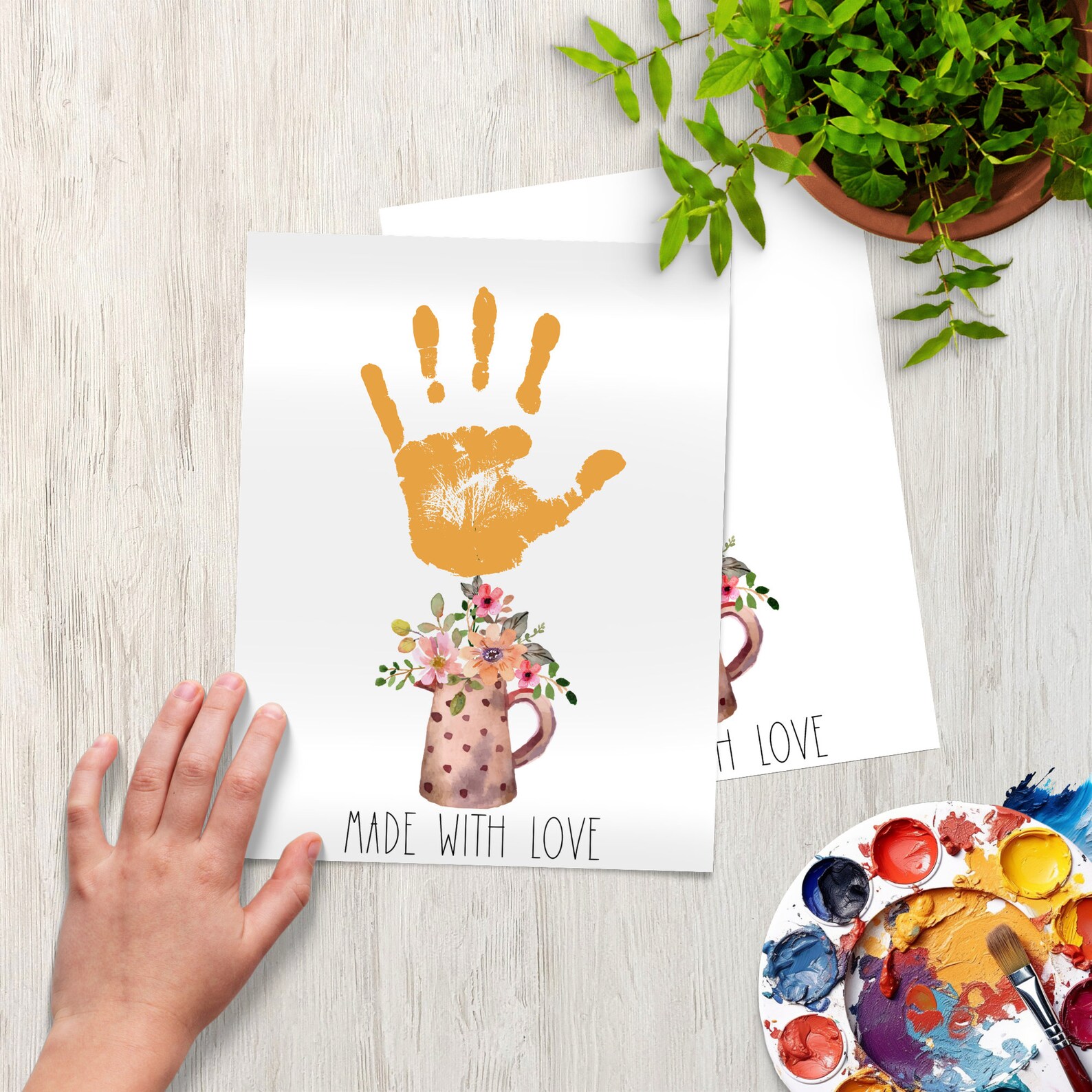 Made With Love Handprint Craft for Kids, Easy Crafts for School, Flower ...