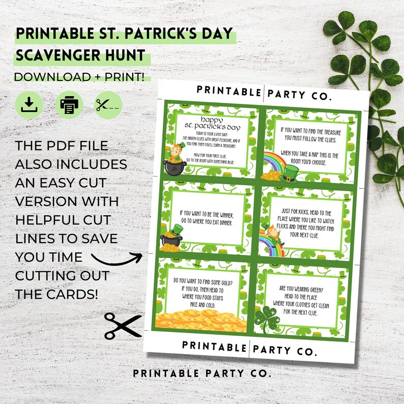 St Patrick Day Scavenger Hunt for Kids Leprechaun Scavenger Hunt Saint ...