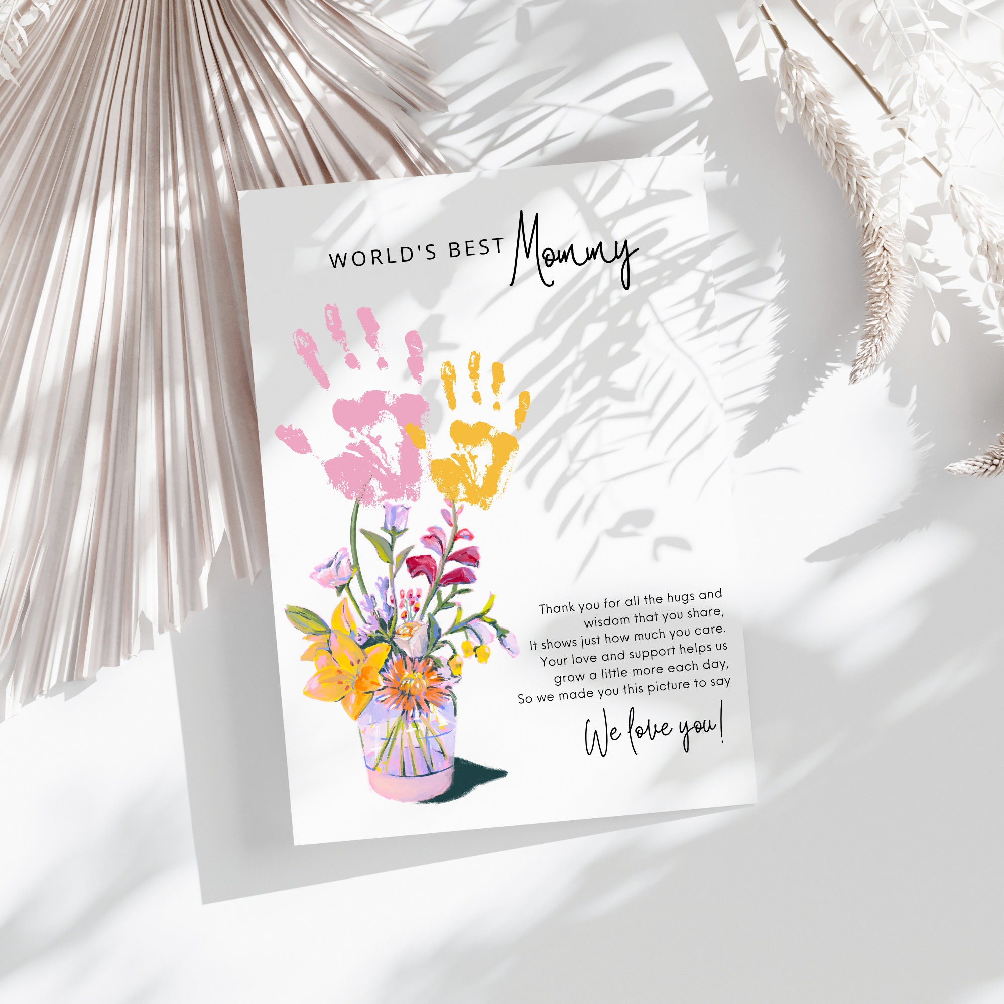 Mothers Day Gift for Mommy Handprint Art Craft for Mom DIY Keepsake ...