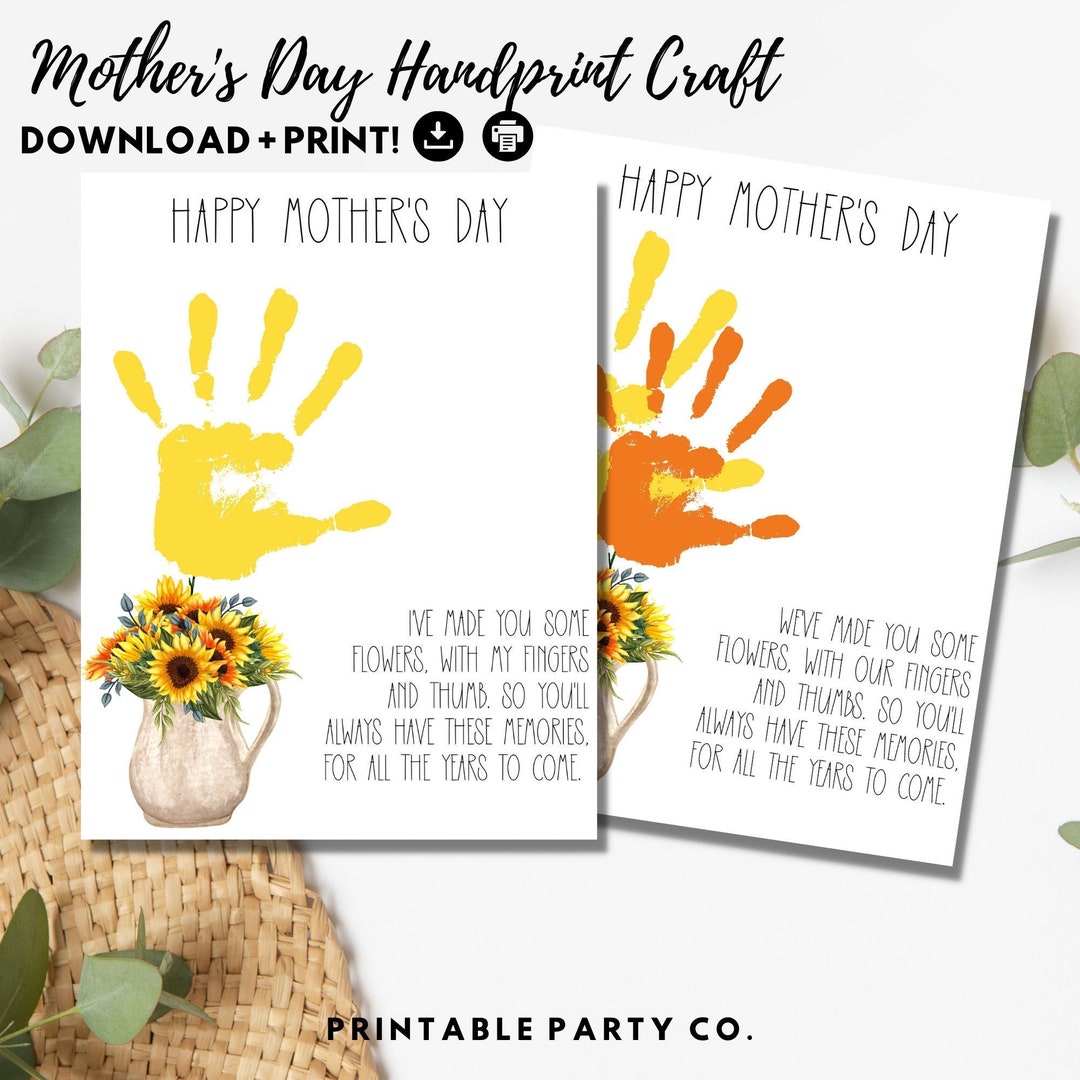 Grandma Handprint Art Sunflower Mother's Day Craft From - Etsy