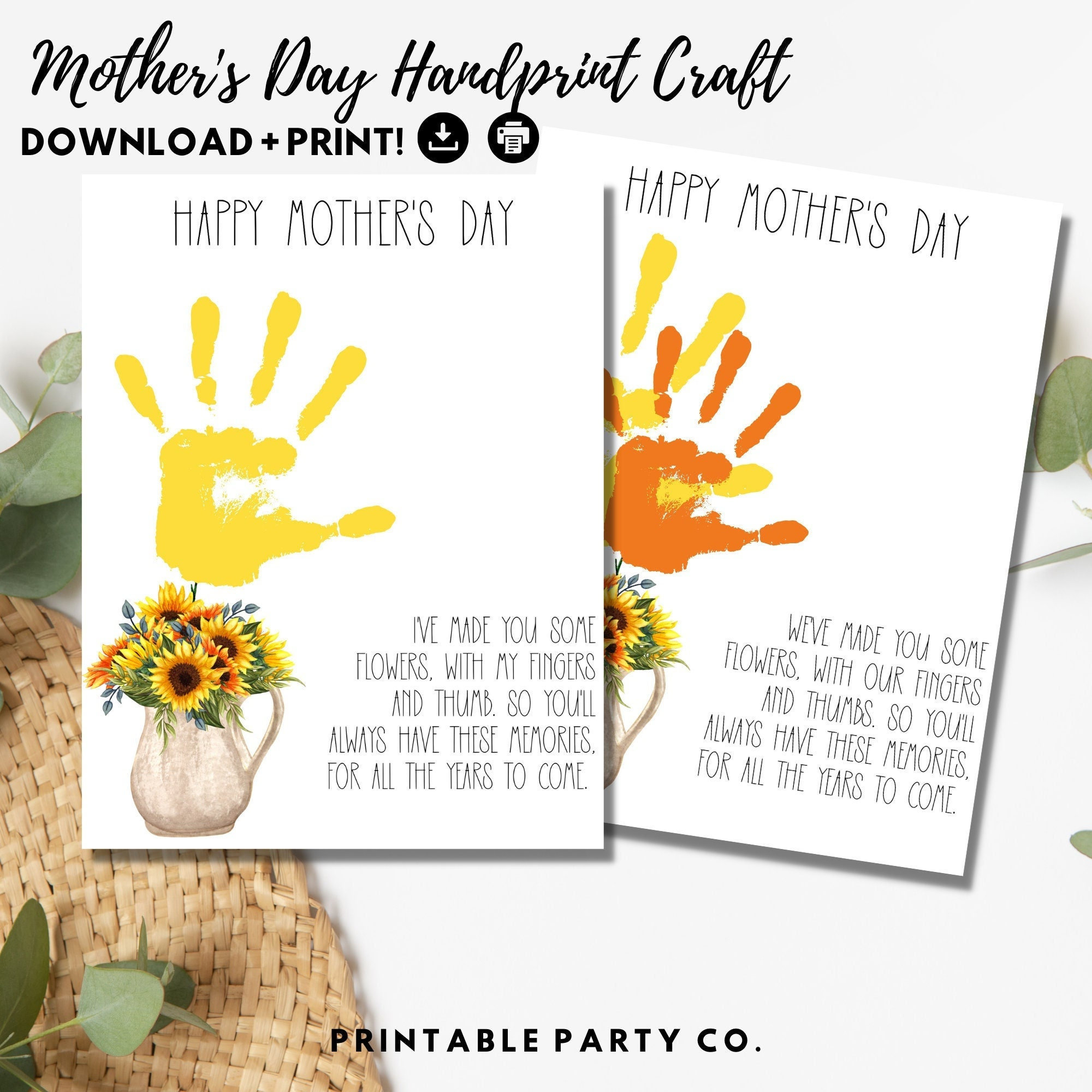 Grandma Handprint Art Sunflower Mother's Day Craft From - Etsy