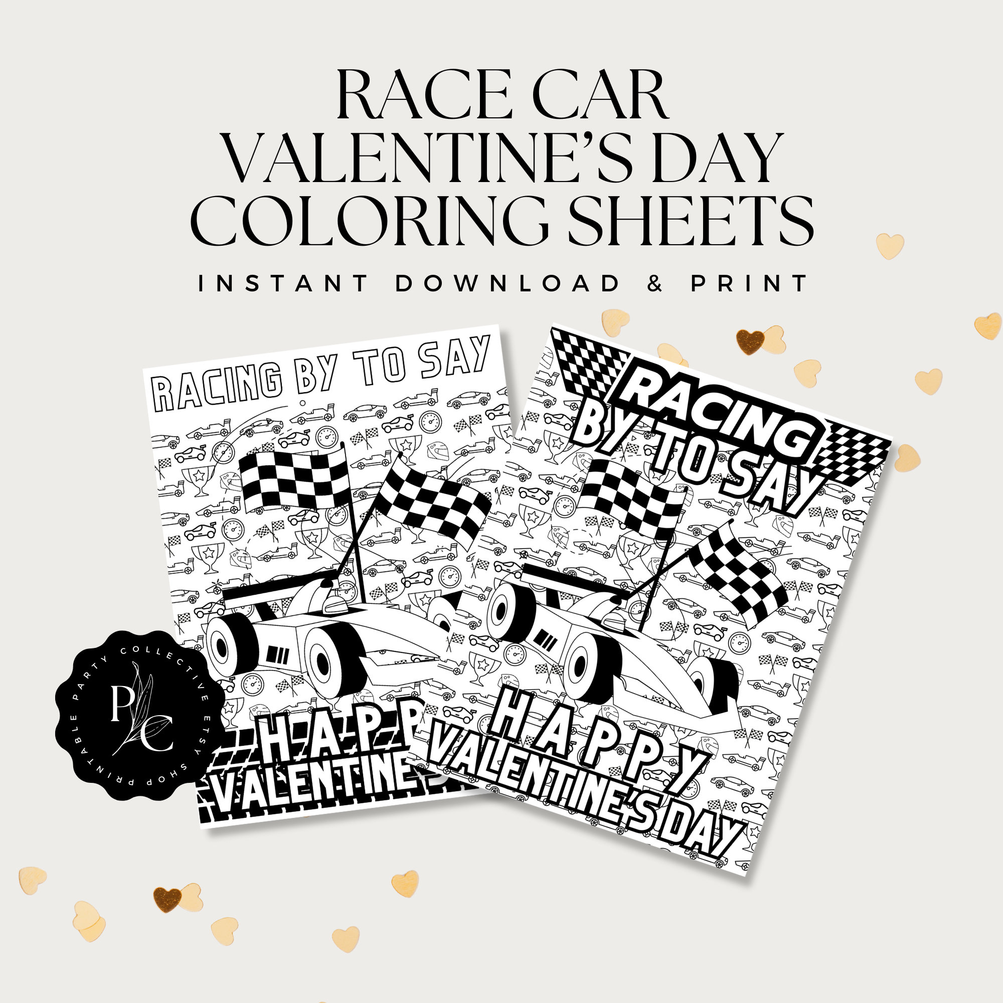Valentine's Day Race Car Coloring Pages, Activity for Children Teens ...