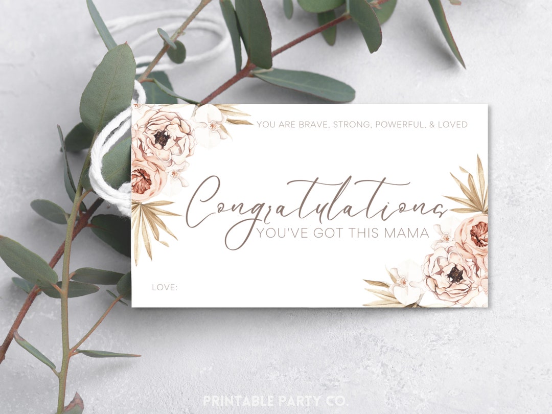 New Baby Printable Gift Tag, Congrats New Mama Gift Box for Baby Shower ...