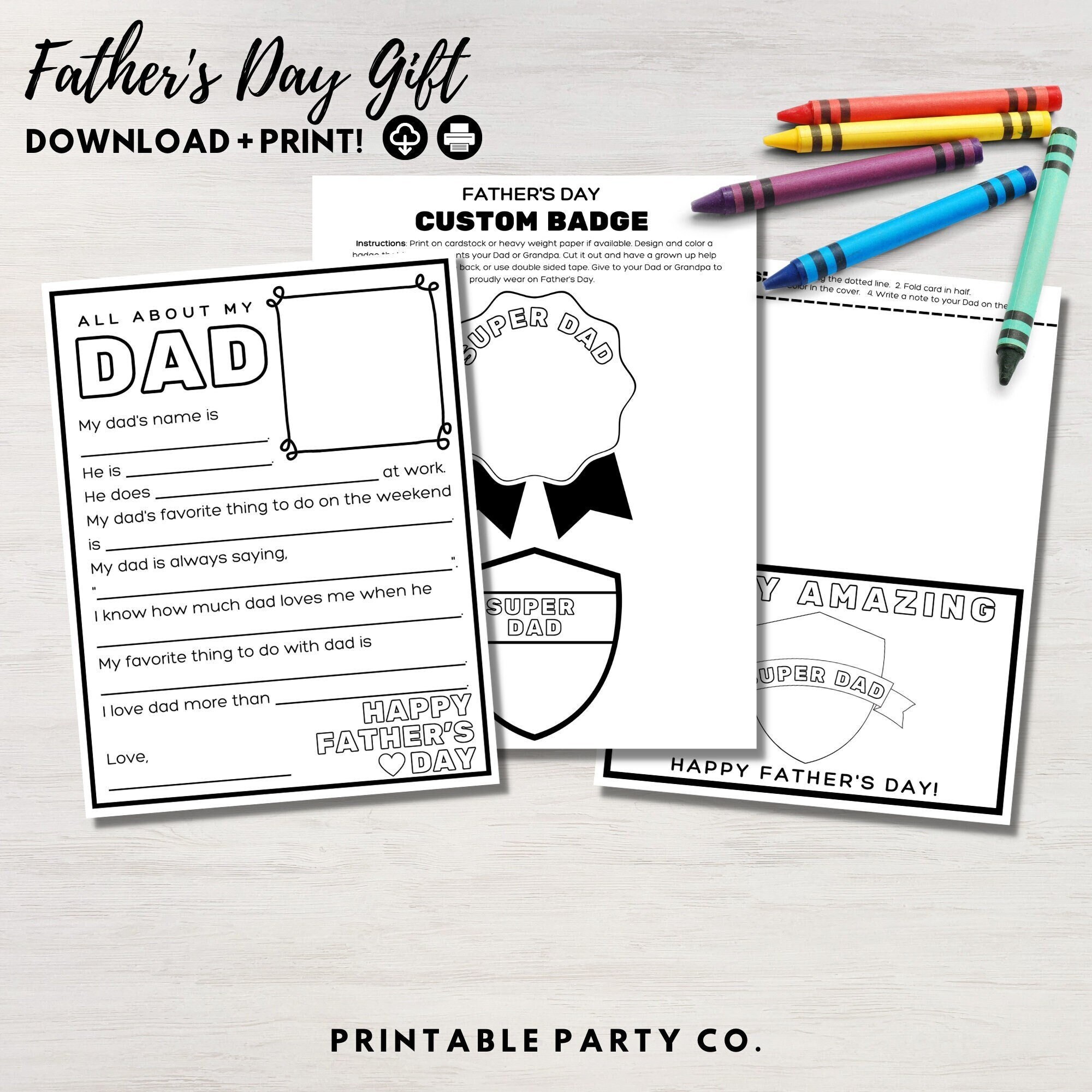 All About Dad Gift for Father's Day Printable Coloring Card for Kids ...