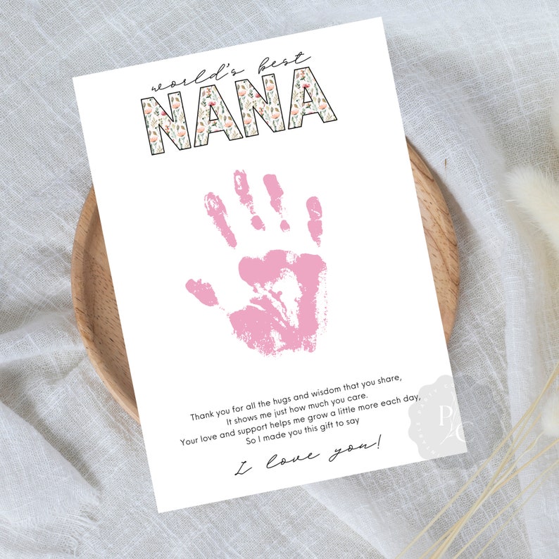 World's Best Nana Handprint Art Gift | DIY Personalized Keepsake Craft ...