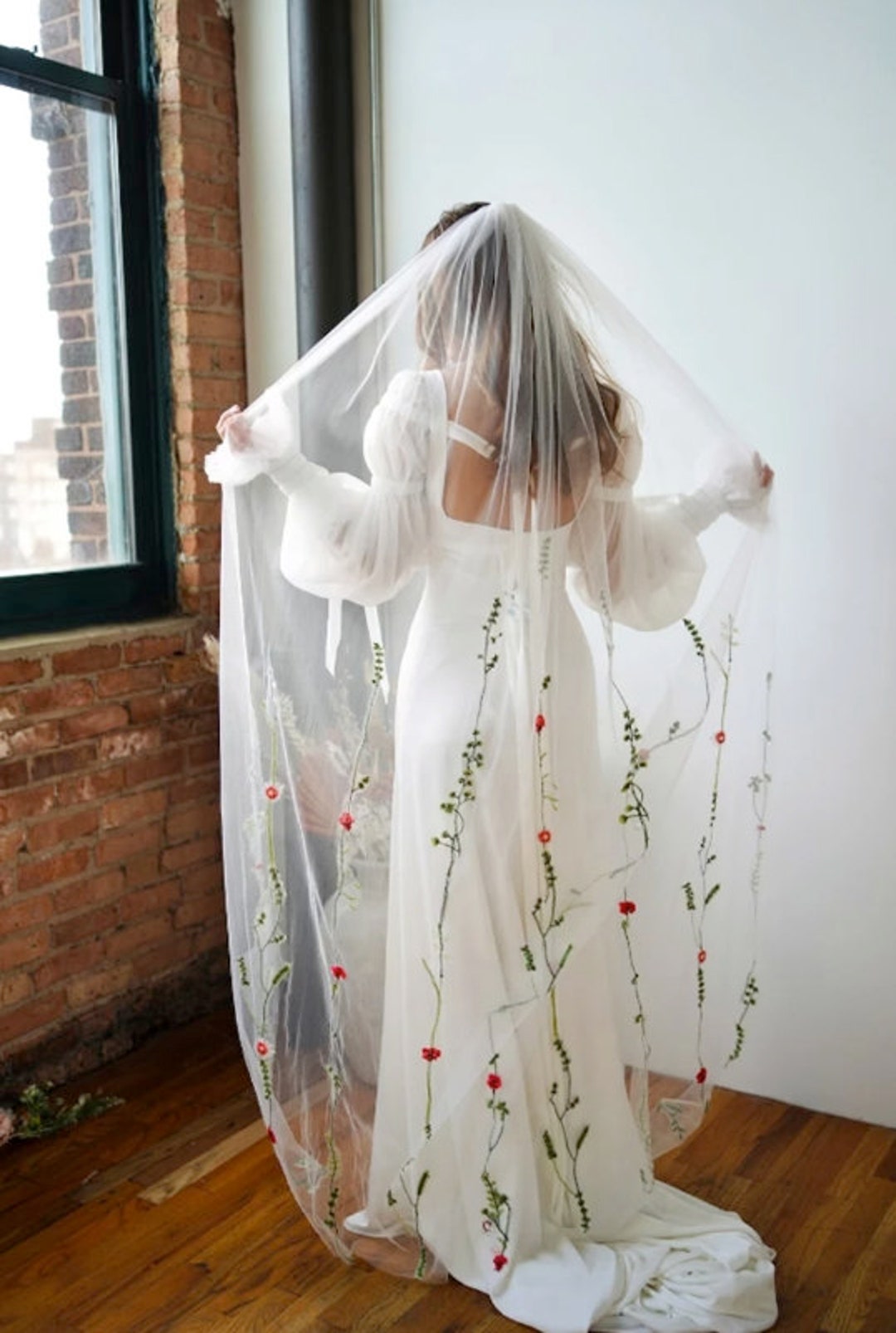 Rose Veil Wildflowers Bridal Wedding Veils With Comb for Brides Floral ...