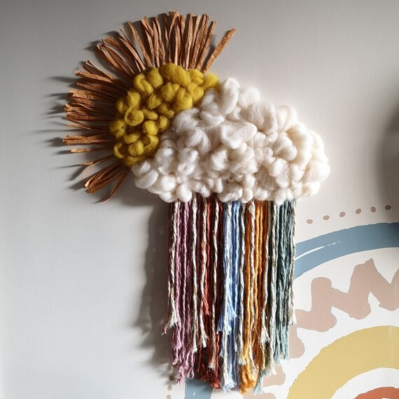 Handwoven Felted Straw Paper Rope and Macrame Nursery Wall - Etsy