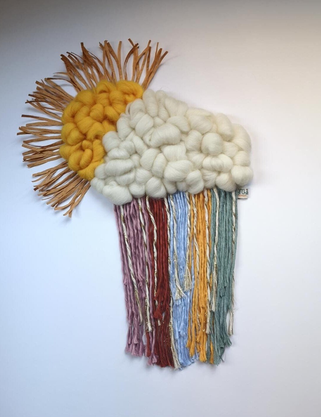 Handwoven Felted Straw Paper Rope and Macrame Nursery Wall Hanging in ...