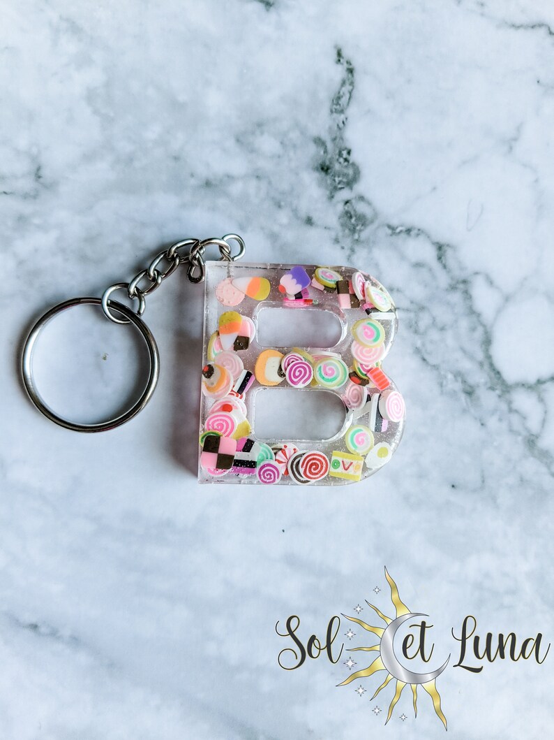 Cute Personalized Keychains Gift Letter Resin - Etsy