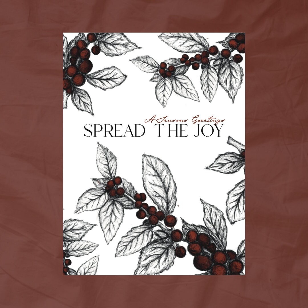 Printable Card JOY A Seasons Greetings, Holiday Berries, Original ...