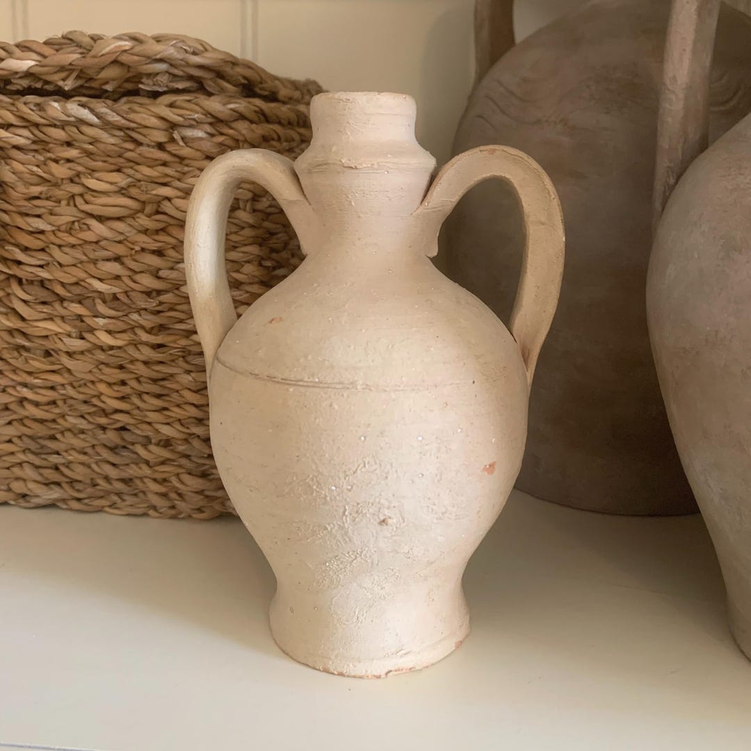 Rare Antique Terracotta Olive Jug With Handles, Small Italian Pottery ...