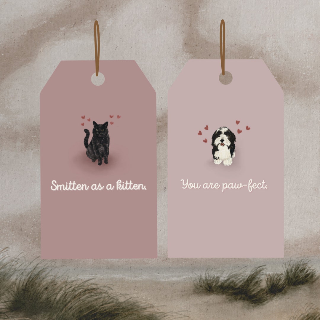 Instant Download Valentine's Day Gift Tags Pack - Dog and Cat ...