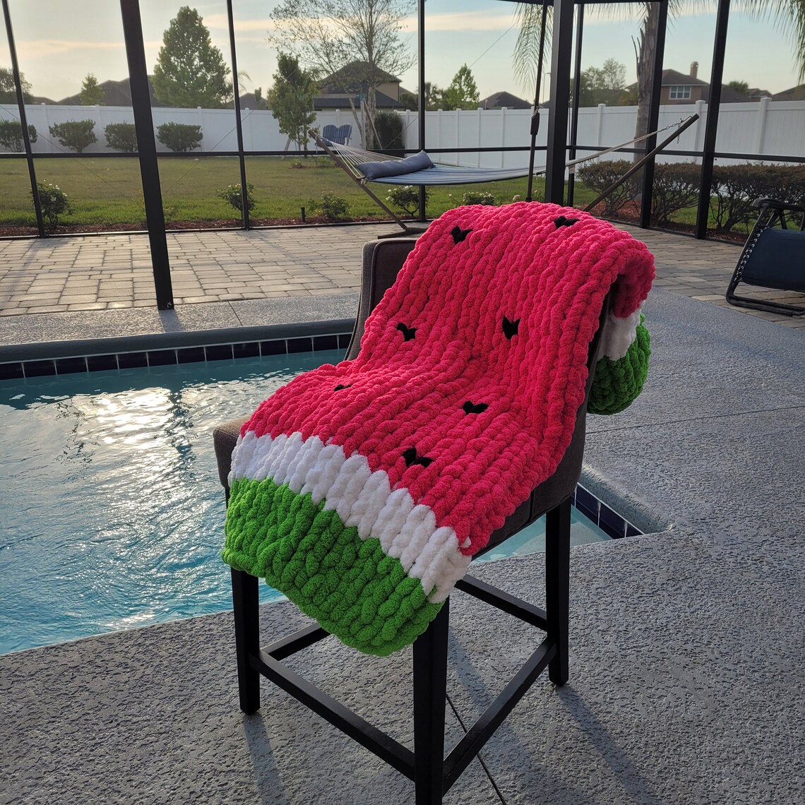 Watermelon Hand Knit Blanket - Etsy
