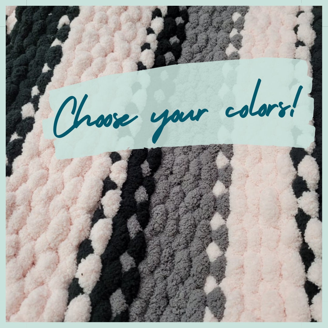 CUSTOM: Hand-knit Chunky Blanket | Choose Your Colors! - Etsy