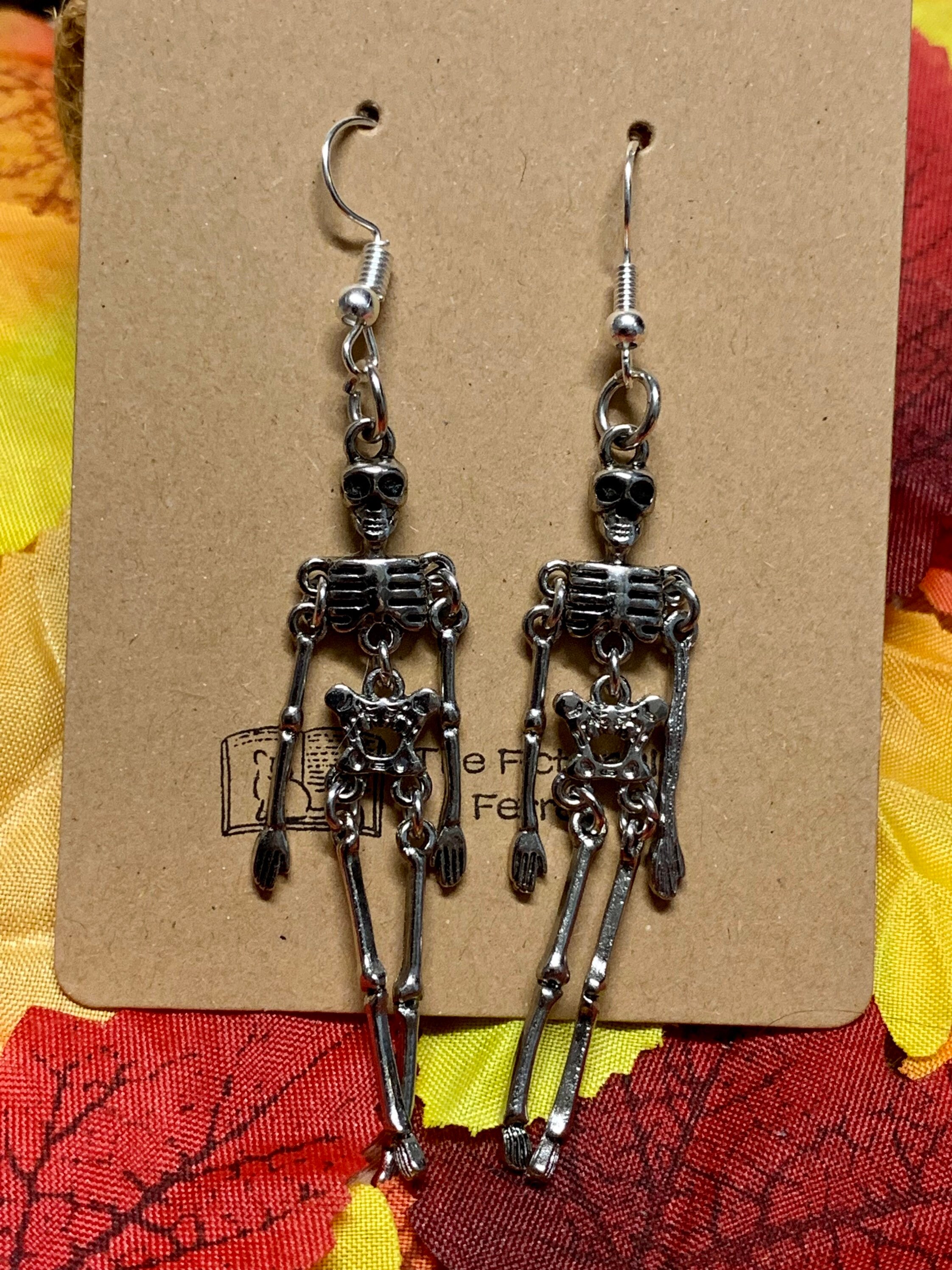 Skeleton Earrings || Dangling Halloween Skeleton Earrings - Etsy
