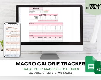 Weekly Macro & Calorie Tracker Meal Planner Counter Google Sheets Template Spreadsheet Instant ...